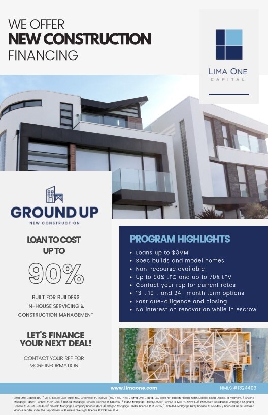 Lima One Capital | Product Flyers | New Construction